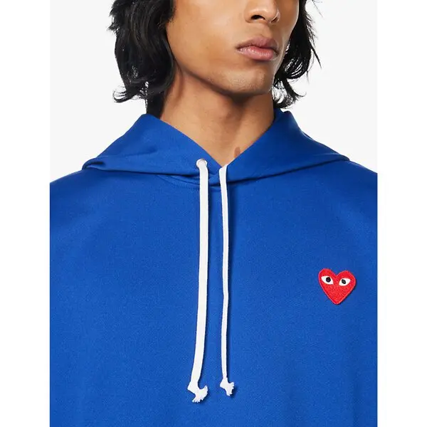 Play Comme Des Garcon Regular-fit Tech-knit Woven Hoody - Navy