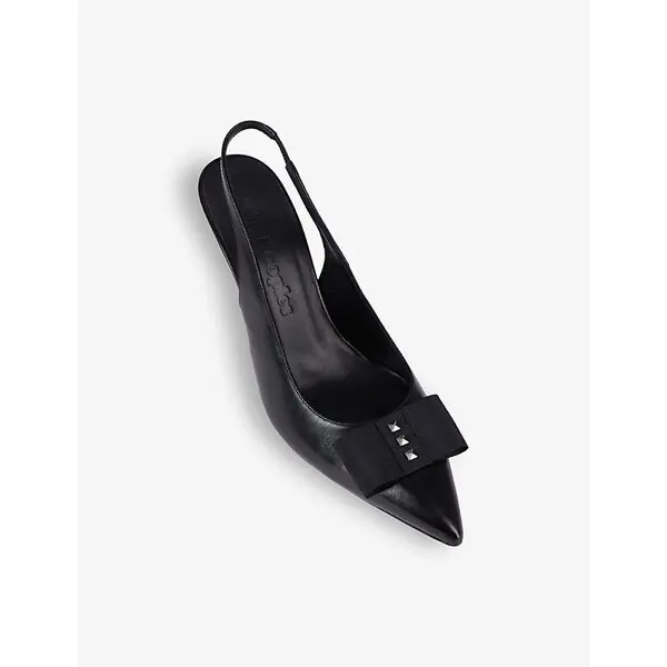 The Kooples Bow-embellished Slingback Leather Heels