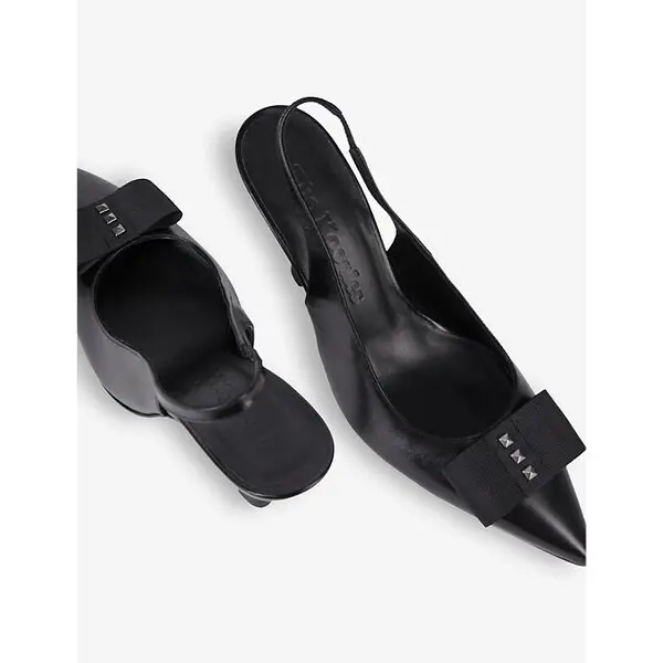 The Kooples Bow-embellished Slingback Leather Heels