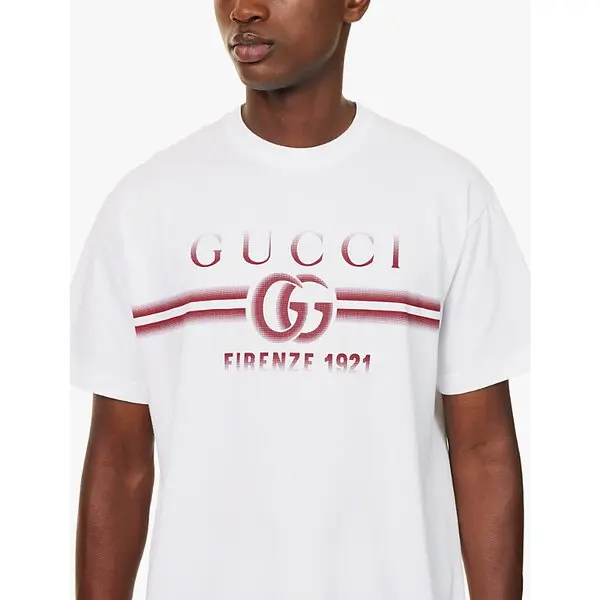 Gucci Brand-Print Crew-Neck Relaxed-Fit Cotton-Jersey T-Shirt 