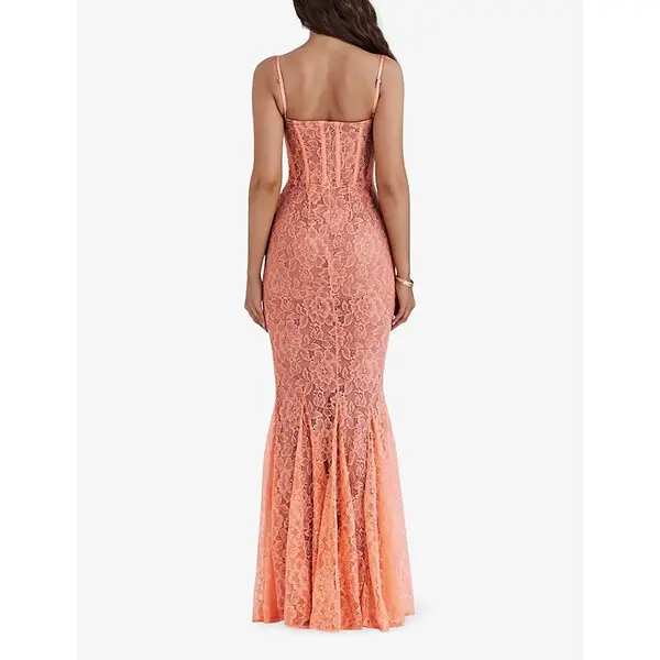 chinese dress ladies Rent House Of CB Cordelia Sorbet Lace Maxi Dress