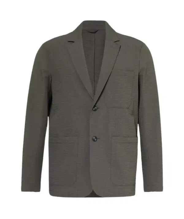 Emporio Armani Seersucker Single-breasted Regular-fit Stretch-woven Blazer