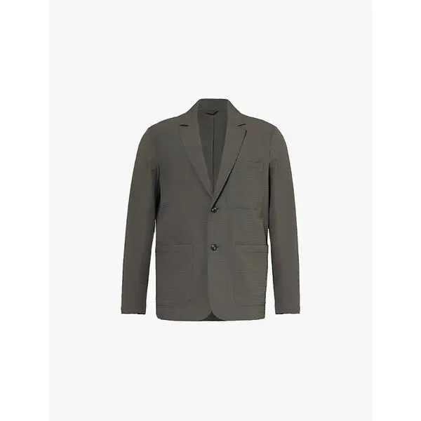 Emporio Armani Seersucker Single-breasted Regular-fit Stretch-woven Blazer