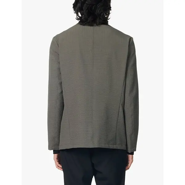 Emporio Armani Seersucker Single-breasted Regular-fit Stretch-woven Blazer