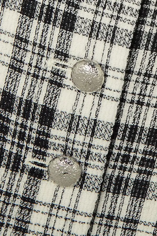 Alessandra Rich Cropped Prince Of Wales Checked Wool Jacket