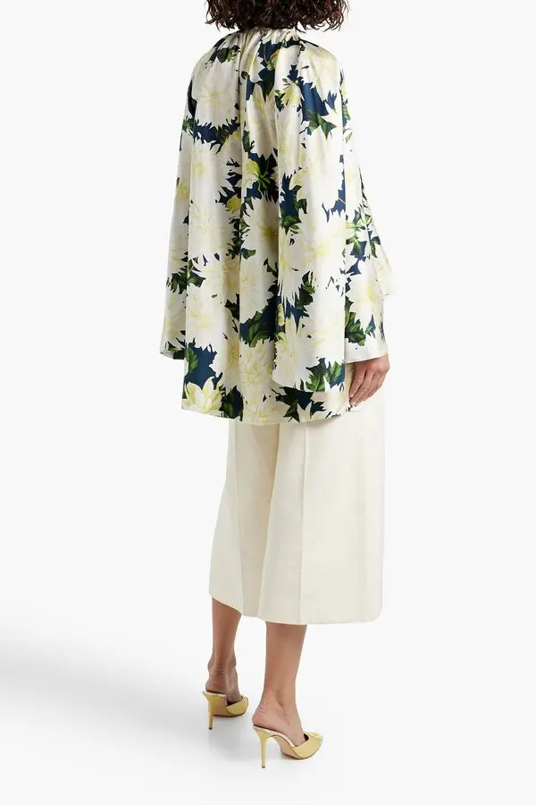 Oscar De La Renta Cape-effect Floral-print Silk-twill Shirt
