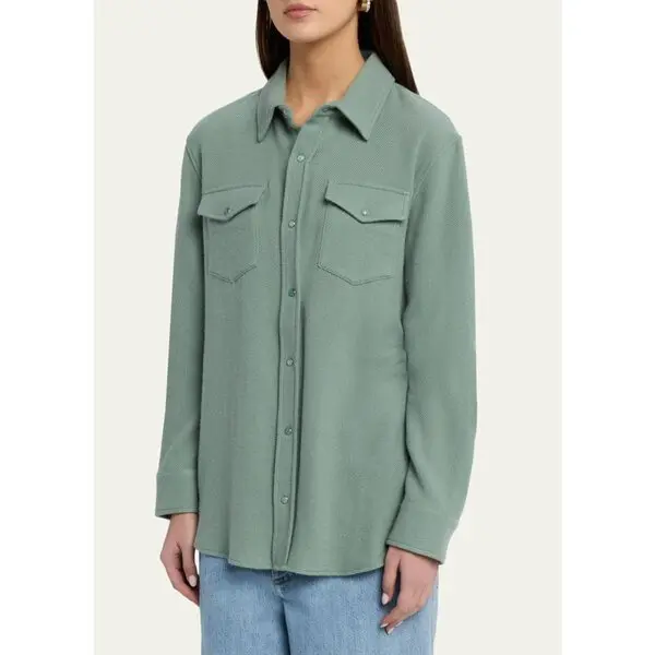 GOD'S TRUE CASHMERE Button-front Knit Shirt - Agave