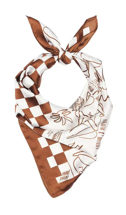 8 Other Reasons Abstract Scarf In Brown - Brown & White