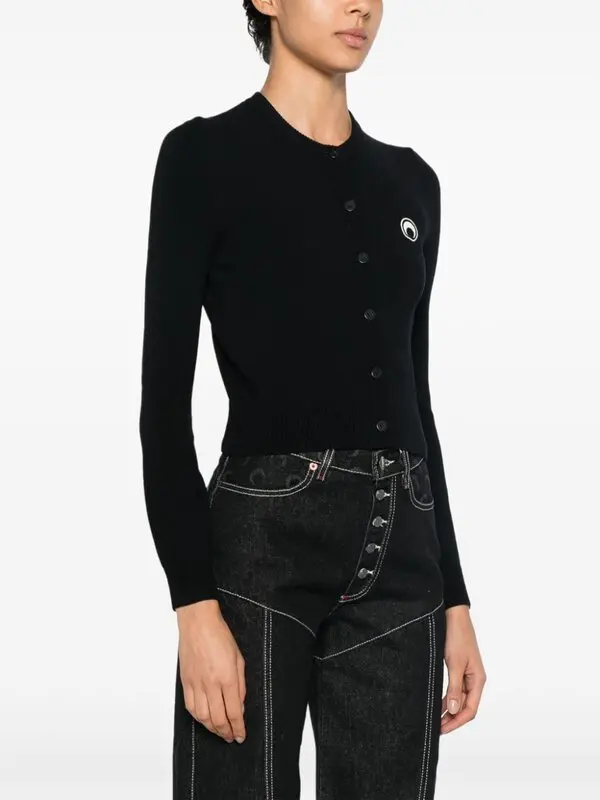 MARINE SERRE Crescent Moon Embroidered Knit Cardigan