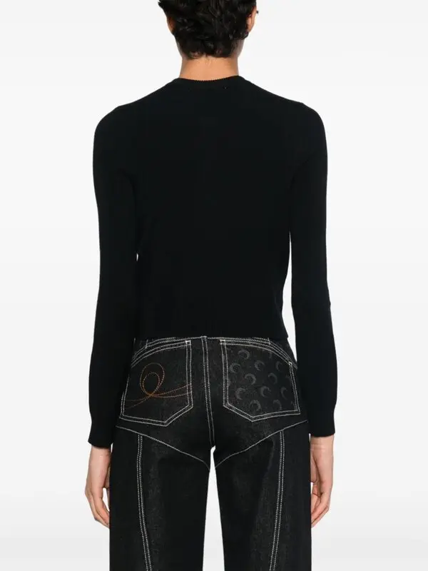 MARINE SERRE Crescent Moon Embroidered Knit Cardigan