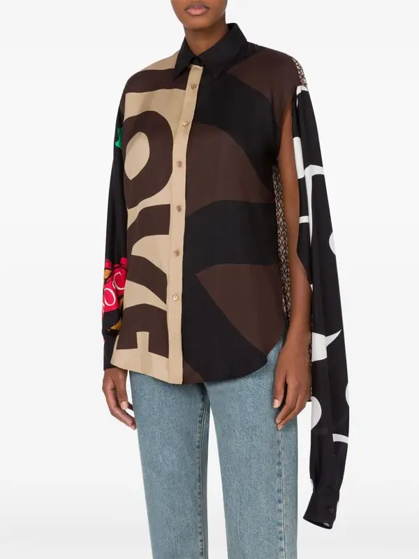 Moschino Asymmetric Colour-block Shirt - Brown