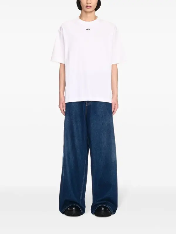 Off-White Logo-embroidered Wide Leg Jeans