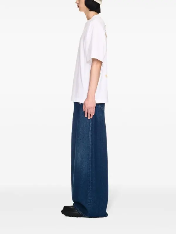 Off-White Logo-embroidered Wide Leg Jeans