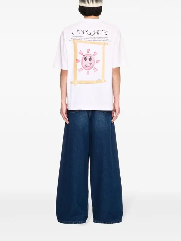 Off-White Logo-embroidered Wide Leg Jeans
