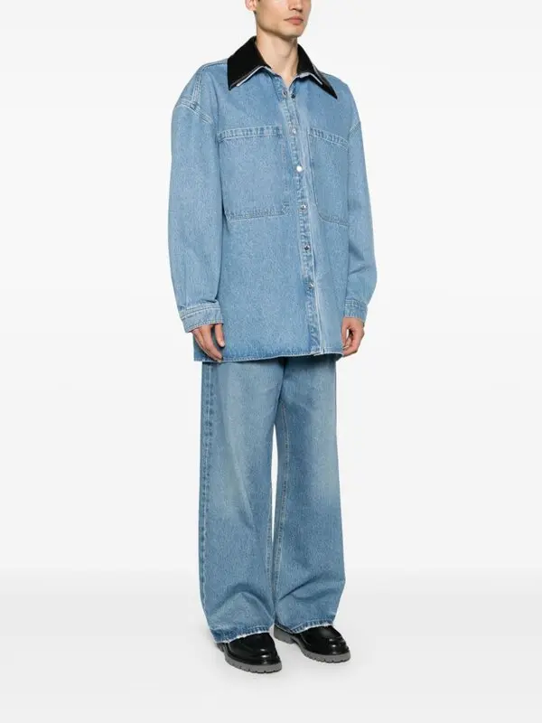 Nanushka Contrasting-collar Denim Shirt Jacket - Blue