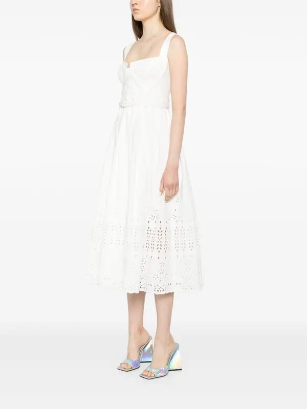 self portrait white cotton broderie midi dress Self-Portrait In - 42% Off floral blue COLOUR:Brown/Cream Stripe Formal Wedding Guest Dresses Embroidered dress out accentuates its corset