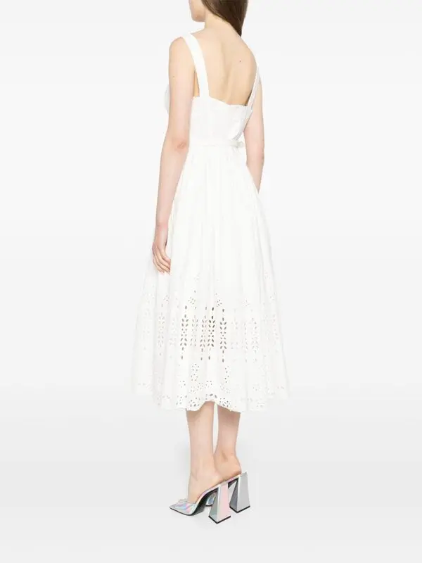 Self-Portrait Broderie Cotton Midi Dress In White - 42% Off | Editorialist