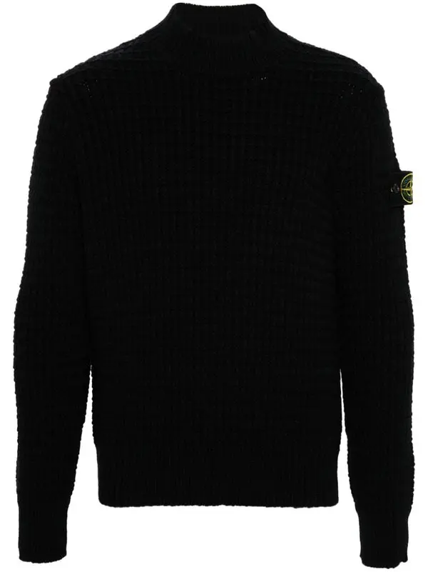 Stone Island Compass Badge 3d-knit Jumper - Black