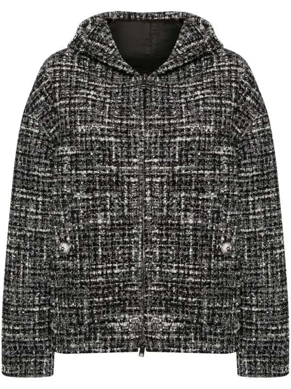 Valentino Garavani Hooded Tweed Jacket
