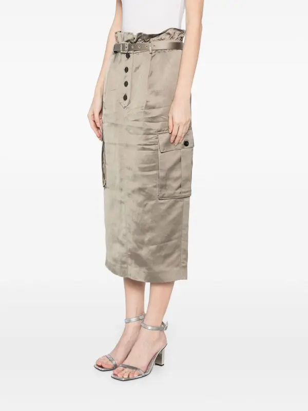SELF-PORTRAIT Satin Cargo Midi Skirt
