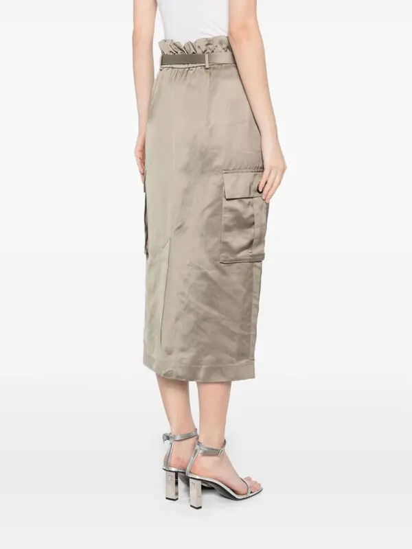 SELF-PORTRAIT Satin Cargo Midi Skirt