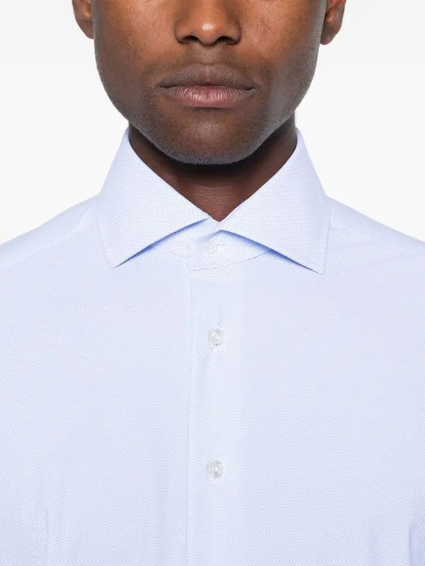BARBA NAPOLI Geometric-pattern Shirt - Blue