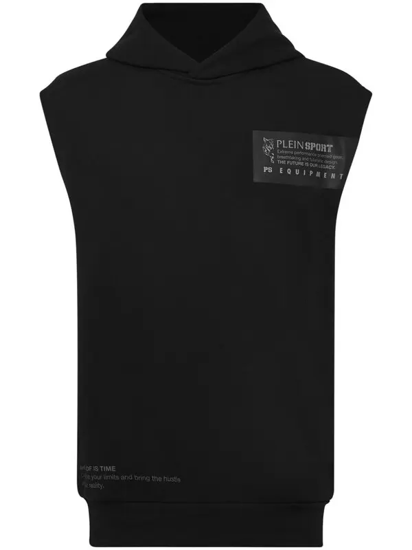 PLEIN SPORT Sleeveless Hoodie - Black