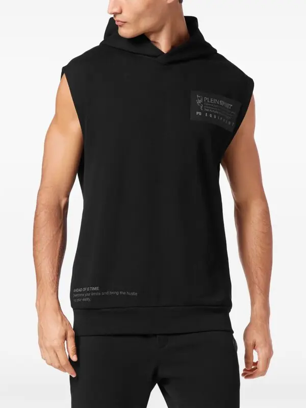 PLEIN SPORT Sleeveless Hoodie - Black