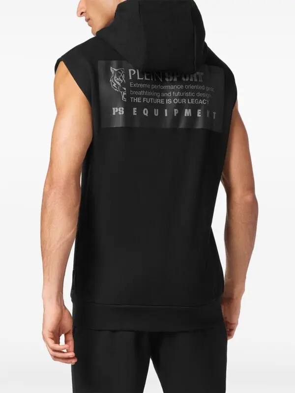 PLEIN SPORT Sleeveless Hoodie - Black