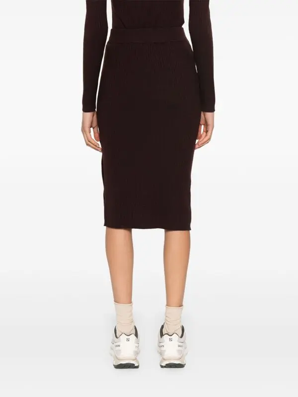 Pinko Ribbed-knit Midi Skirt - Brown