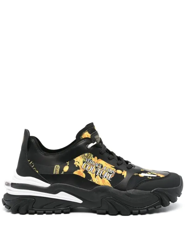 Versace Barocco Print Sneakers - Black