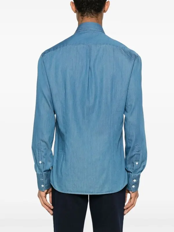 Brunello Cucinelli Long-sleeve Cotton Shirt - Blue