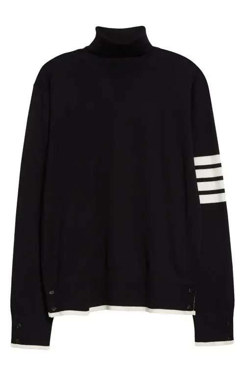 Thom Browne Virgin Wool Turtleneck Sweater - Black