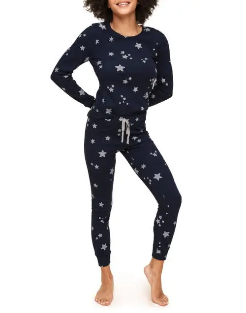 ADORE ME Muriel Pajama Long-sleeve Top & Legging Set - Novelty Blue