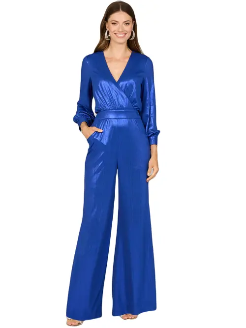 LARA NEW YORK Metallic Jersey Jumpsuit - Blue