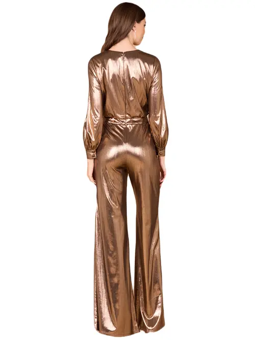 LARA NEW YORK Metallic Jersey Jumpsuit - Bronze