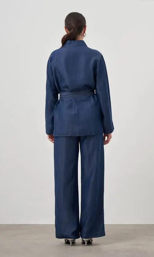 MIZALLE Denim Belted Tunic