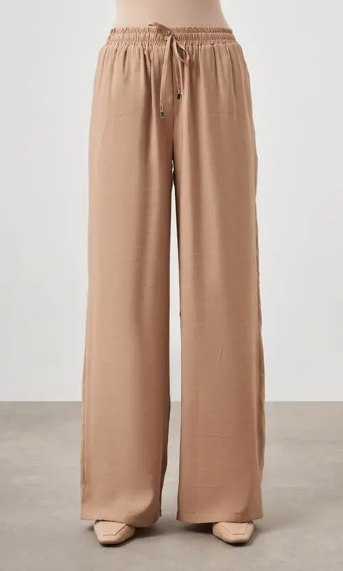 MIZALLE Wide Leg Pants - Beige