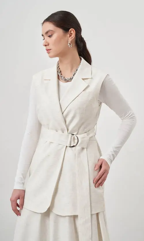 MIZALLE Belted Textured Vest