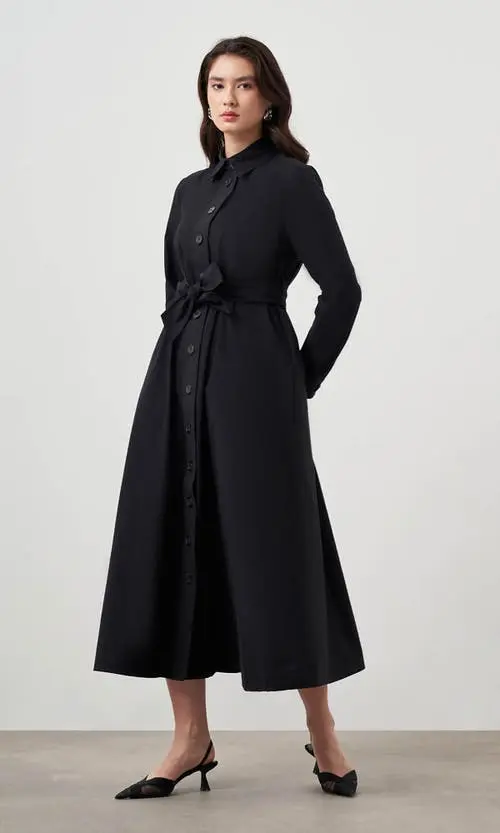 MIZALLE Belted Trench Dress