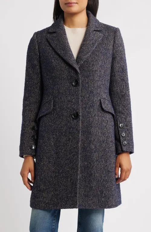 Sam Edelman Reefer Wool Blend Twill Jacket - Navy