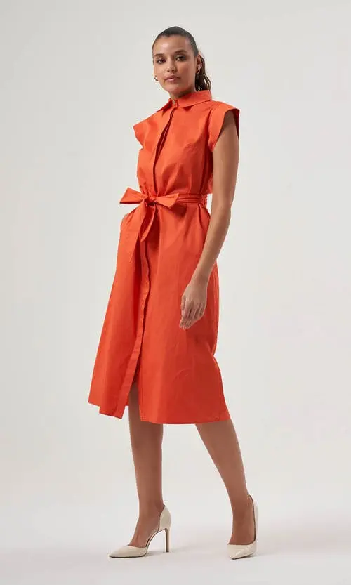 MIZALLE Belted Midi Dress
