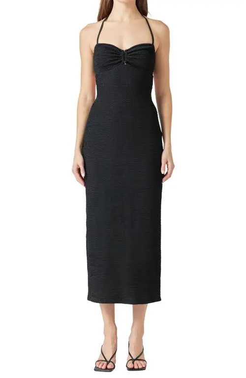 Endless Rose Textured Halter Maxi Dress - Black