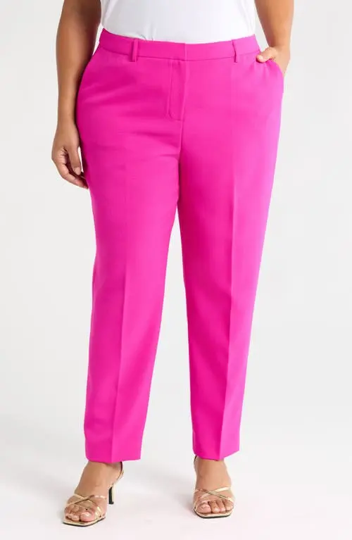 TAHARI ASL Classic Slim Fit Pants - Shocking Pink