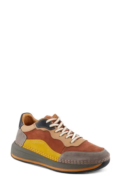 SPRING STEP SHOES Booker Color Blocked Sneakers - Camel Multi Suede