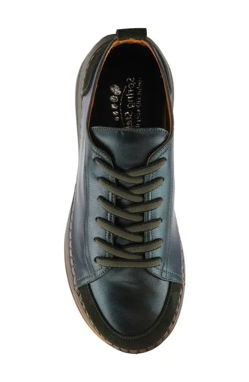 SPRING STEP SHOES Angolan Leather Sneakers - Dark Green Metallic