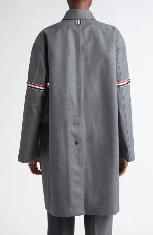 Thom Browne Tricolor Armband Wool-blend Twill Coat - Medium Grey