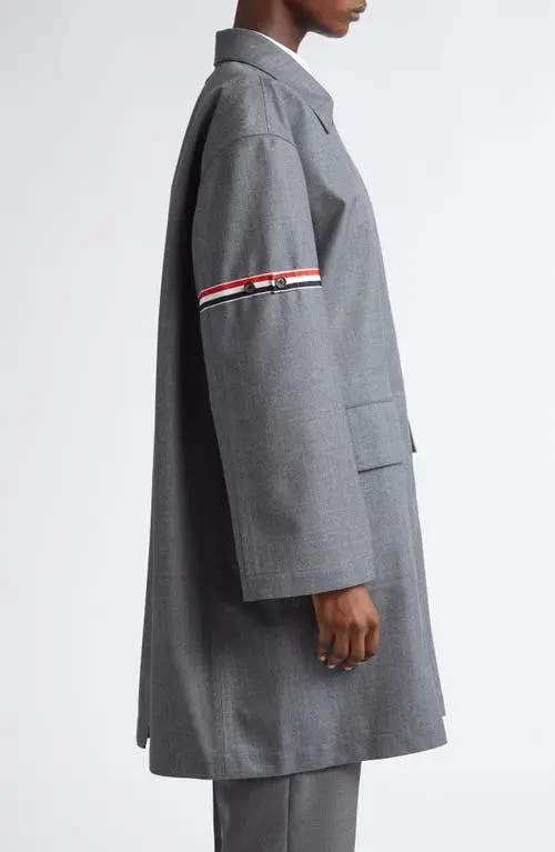Thom Browne Tricolor Armband Wool-blend Twill Coat - Medium Grey