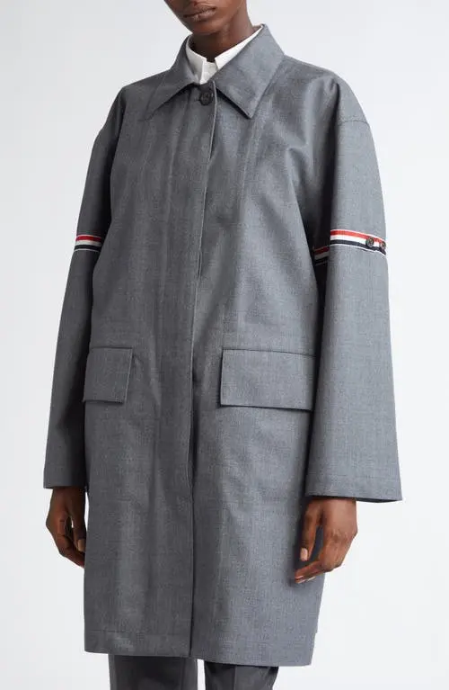 Thom Browne Tricolor Armband Wool-blend Twill Coat - Medium Grey