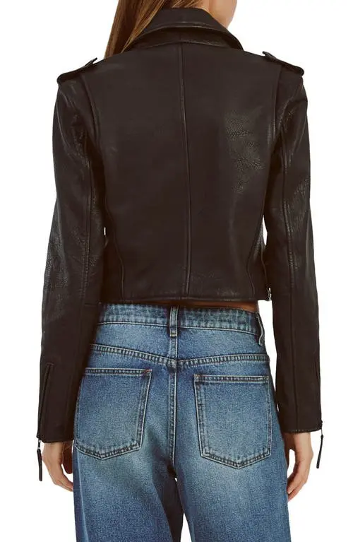 Bardot Crop Leather Moto Jacket